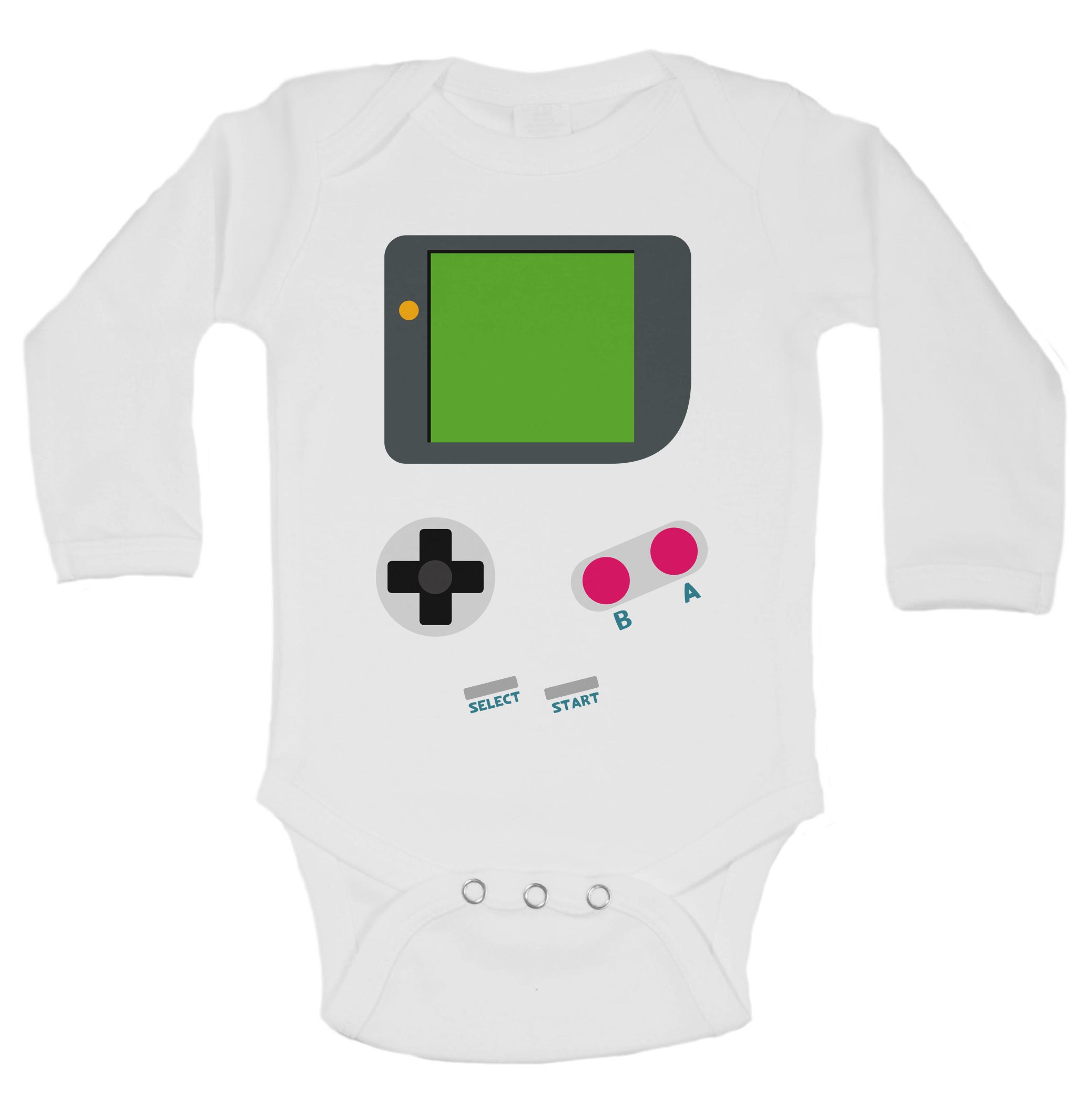 Little Royaltee Shirts Cute Baby Onesie Vintage Gameboy Funny Shirts Bodysuits (Long Sleeve_3-6 Months, White)