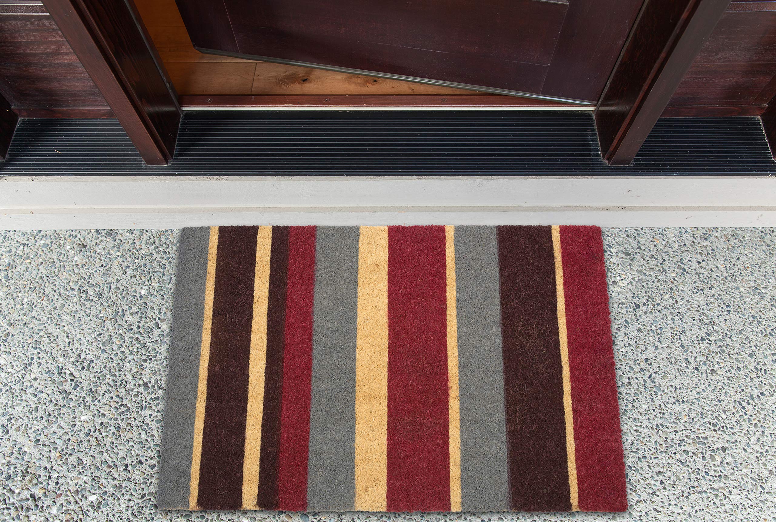 DII Colorful Design Natural Coir Doormat, 18x30, Multi Stripe