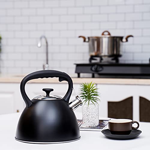 ARC, 346, 3.2 Quart / 3L Tea Kettle Food Grade with Heat Resistance Handle, Stainless Steel Teapot for Stovetop, Anti-Rust and Loud Whistling (3L - Black durable color 3)