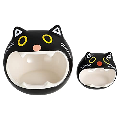 balacoo House- Plate Hedgehog/Chinchilla Cave Hideout Hamster Cat Pig Cartoon Cage Cooling Sand Specter with Guinea Pig/Ceramic and Supplies Adorable Summer Mini Pet Black, Tiny House Accessories