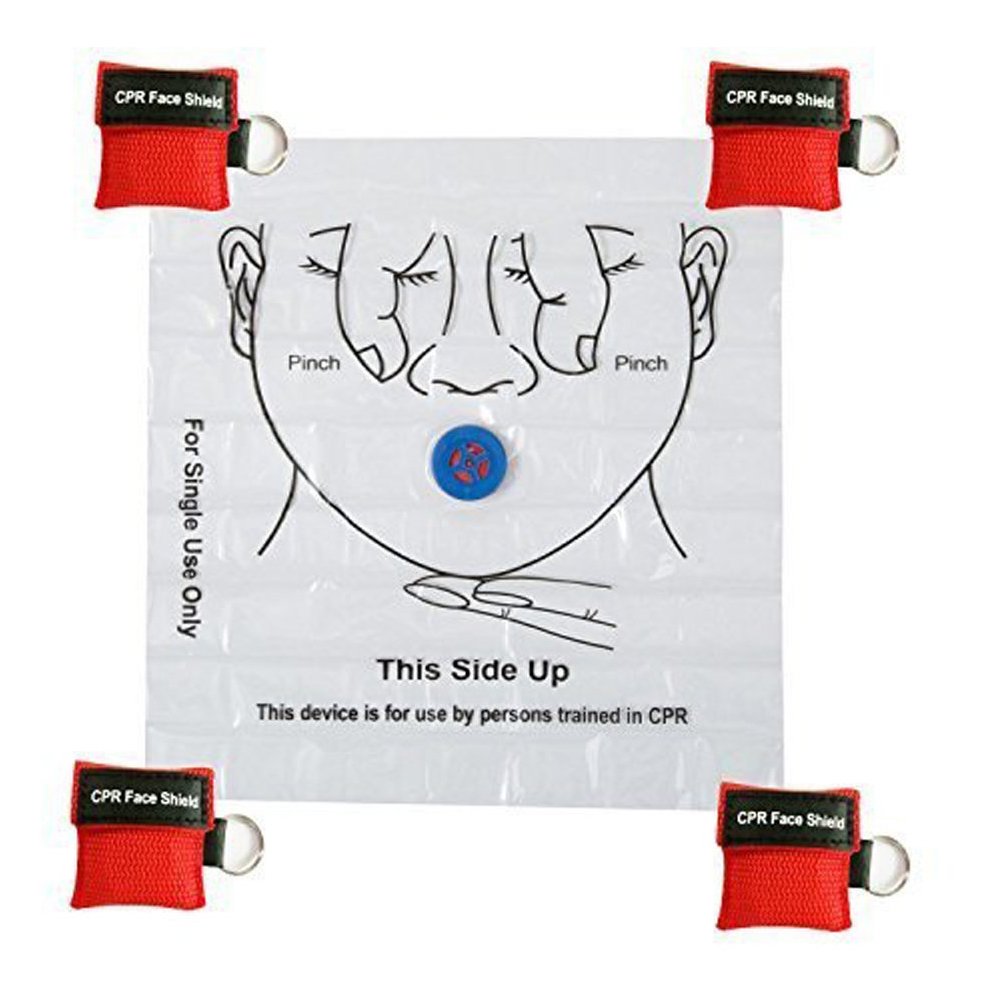 LSIKA-Z 10pcs CPR Face Shield Mask Keychain Keying Emergency Kit CPR Face Shields Pocket Mask for First Aid or CPR Training (Red-10)