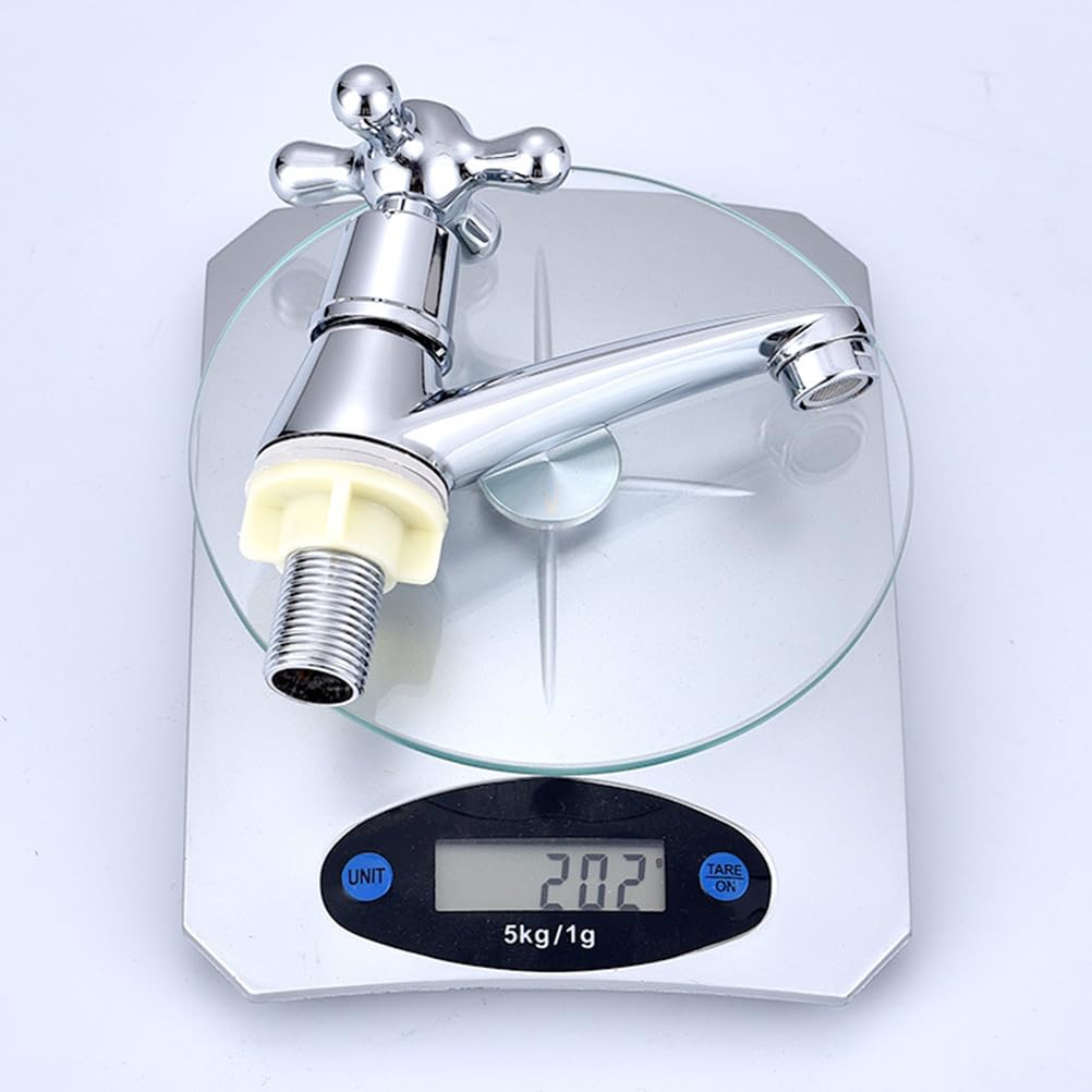 DOITOOL 2 Pcs Basin Taps Mixers Bathroom Sink Tap Basin Mixer Tap Single Lever Basin Faucet Cross Handle Cold Water Sink Basin Taps for Bathroom Kitchen ((Blue Drop Model)