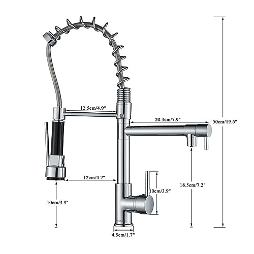 Kitchen Sink Faucet Dual Spout 360 Degree Rotation Spring Pull Down Sprayer Deck Mounted Hot Cold Water Mixer Taps