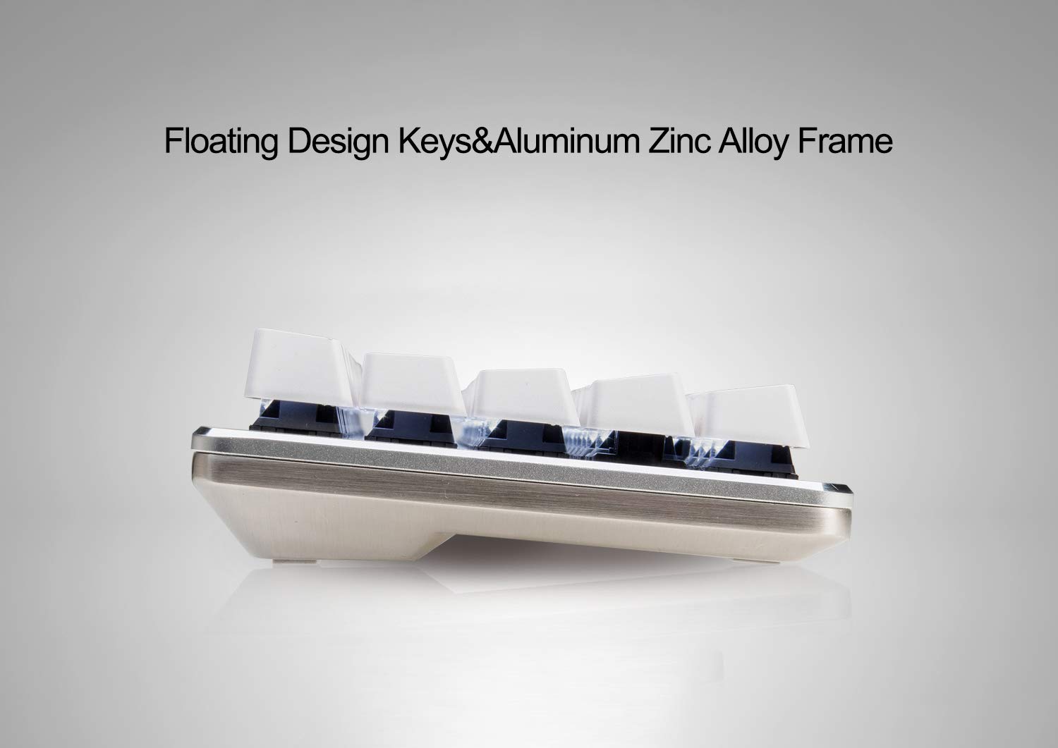 EPOMAKER AJAZZ ZINC 68 Keys Bluetooth Wireless/Wired Gaming Mechanical Keyboard, with Aluminum Zinc Alloy Frame, White Backlight, 300 Hours Standby Time (Cherry Red Switch, White)