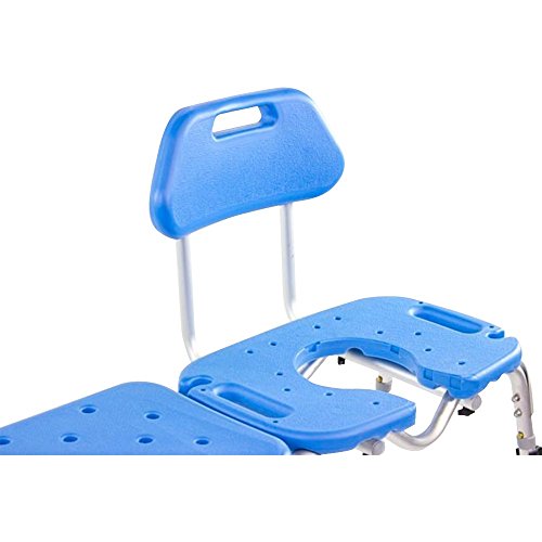 Bath Transfer Bench with Cutout Shower Seat, Deluxe All-Access Chair for Tub and Shower Transfers, Raised Toilet Seat for Seniors and Elderly Bathroom, Adjustable Height, Includes Insert, Blue