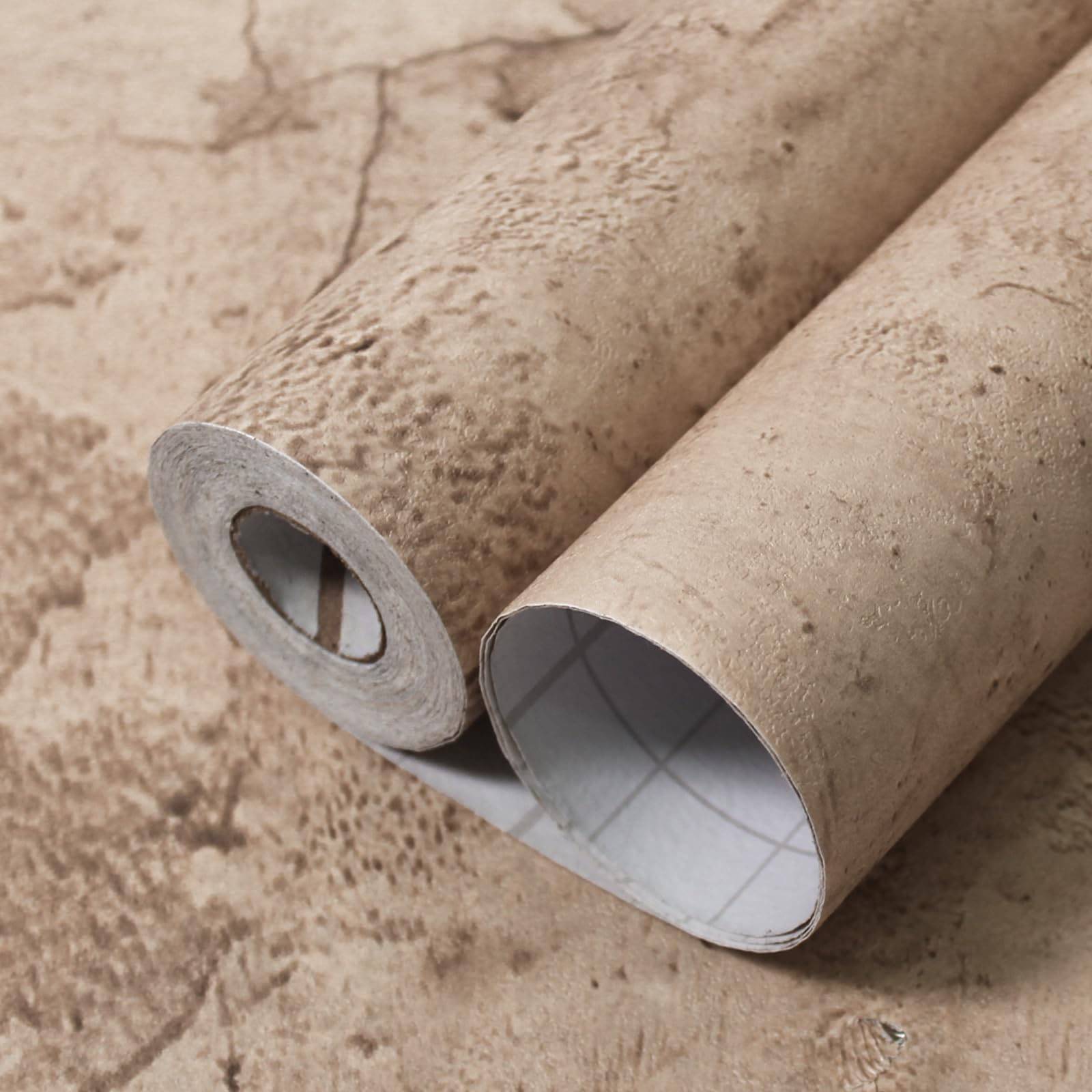 WAPANE Beige Concrete Wallpaper 15.9in X 80in, Cement Contact Paper 3D Matte Textured, Concrete Wall Paper Pull and Stick Self-Adhesive & Removable for Walls Bathroom Garage Living Room