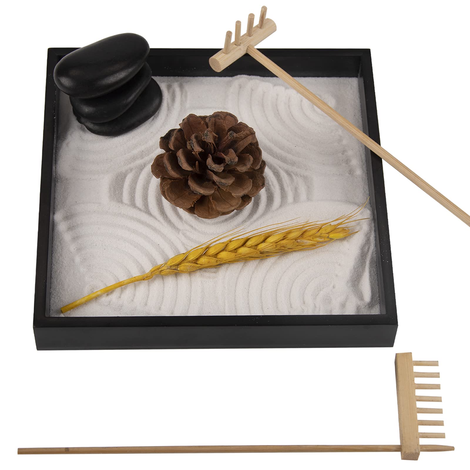 ZenChina Desktop Zen Garden Kit Meditation Decor Japanese Mini Zen Sand Garden