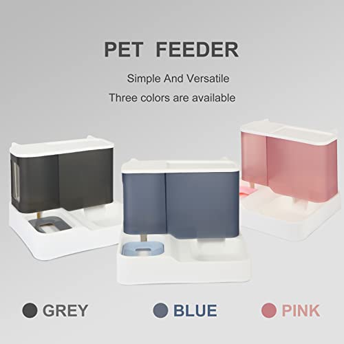 Anhixuse Automatic Cat Feeder,Dog Feeder,Pet Gravity Feeder,2 in 1 Gravity Cat Food and Water Bowl Set,Automatic Water Dispenser and Food Dispenser 2 in 1 for Small and Medium Dogs, Cats,Pets(Grey)