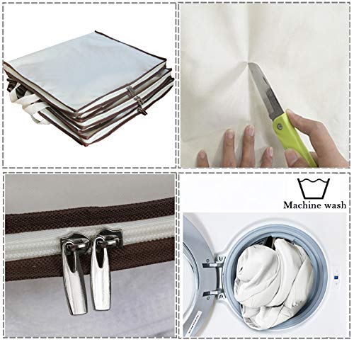 MISSLO Thick Oxford Clothing Organizer Storage Bags for Clothes, Blanket, Comforter, Closet, Medium, 3 Piece Set (Beige)