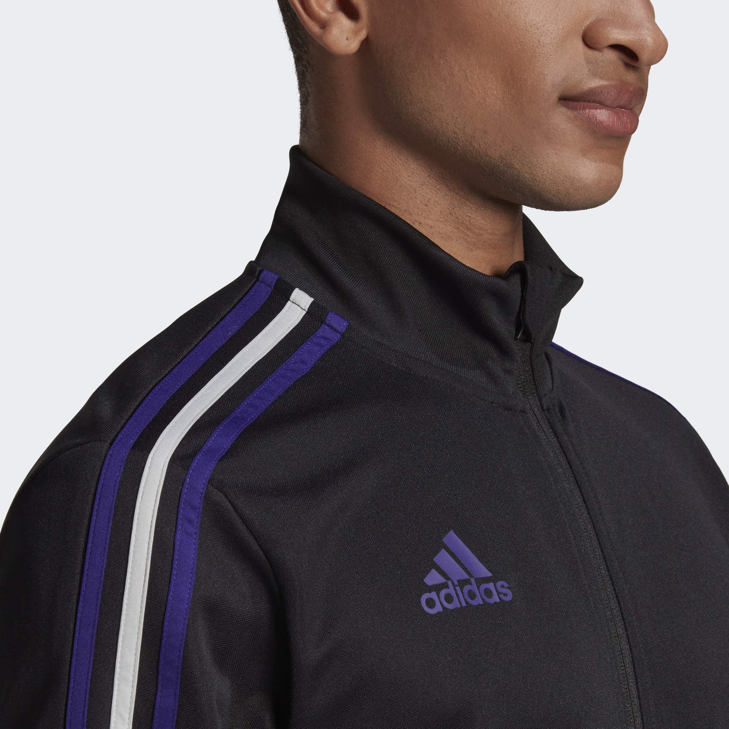 adidas Male Soccer Tiro Track Jacket , Black/Purple/Matte Silver , 2XL