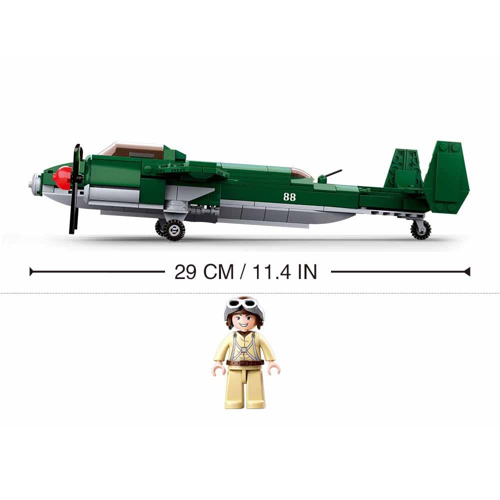 DAHONPA TU-2 Fighter Military Army Airplane Building Bricks Set with 1 Figure, 311 Pieces Air-Force Build Blocks Toy, Gift for Kid and Adult.