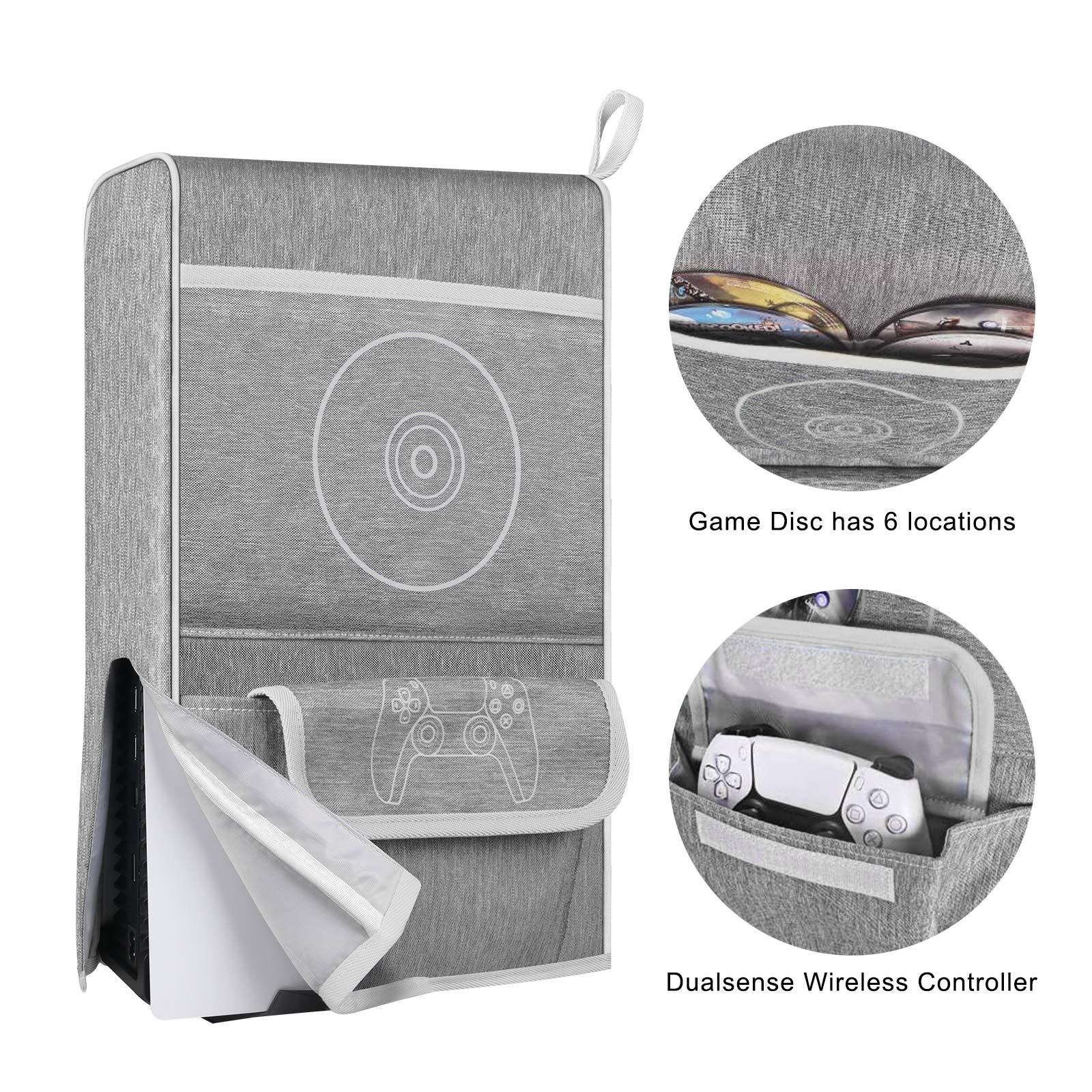 Esimen Sleeve Protective Case Dust Cover for PS5 Console /Playstation 5 Digital Edition ,PS5 Controller Skin Compatible with 12 Game Disc Pockets