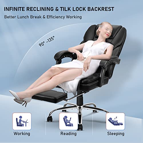 NOBLEMOOD Heated Massage Office Chair Ergonomic Big and Tall Reclining Computer Chair Swivel Executive Desk Chairs with Footrest and Lumbar Pillow (Black)
