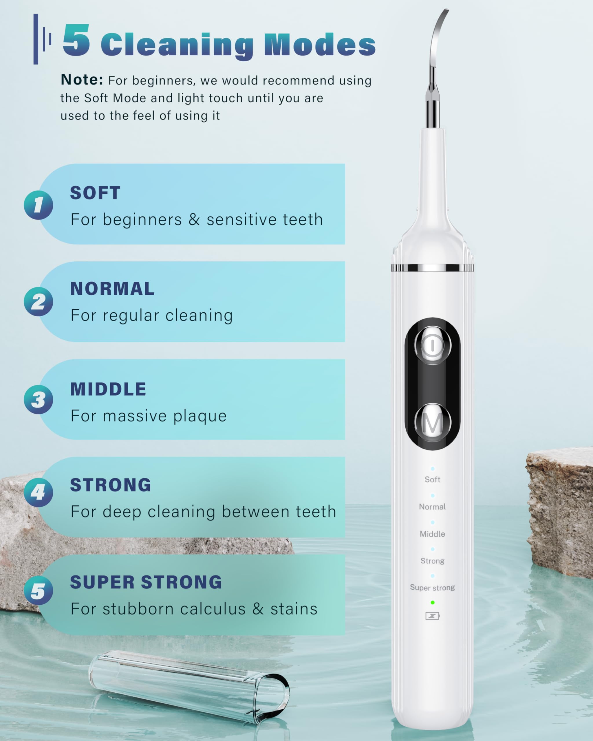 NATURE NERDS Plaque Remover for Teeth, Pet Tooth Brushing Kit, Dental Tools to Remove Plaque and Tartar, Safe for Dog and Cat, with LED Light, White