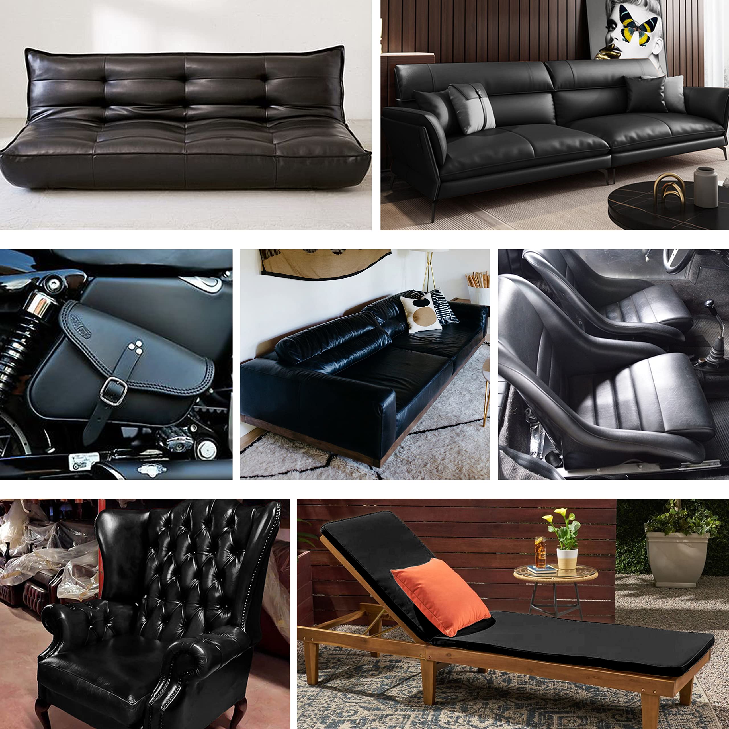 Marine Vinyl Upholstery Faux Leather: Meneng Black Grain Faux Leather 54"x36" Marine Vinyl Fabric Waterproof Durable for DIY Upholstery Boat Car Sofa
