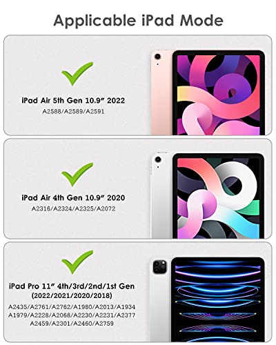 DTTOCASE for iPad Pro 11 Inch Case, iPad Air 5th / 4th Generation 10.9 Inch (2022/2020) Case with Matte Frosted Shockproof Back Back [Anti-Scratch,Support Touch ID,Camera Protection]-Black