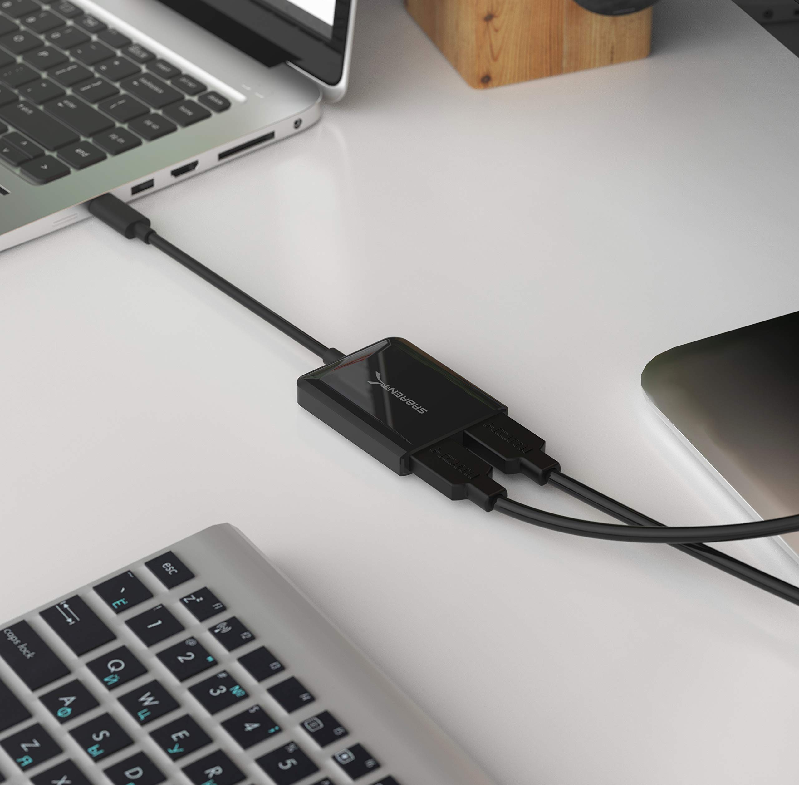 SABRENT USB Type C Dual HDMI Adapter [Supports Up to Two 4K 30Hz Monitors, Compatible with Windows Systems Only] (DA-UCDH)