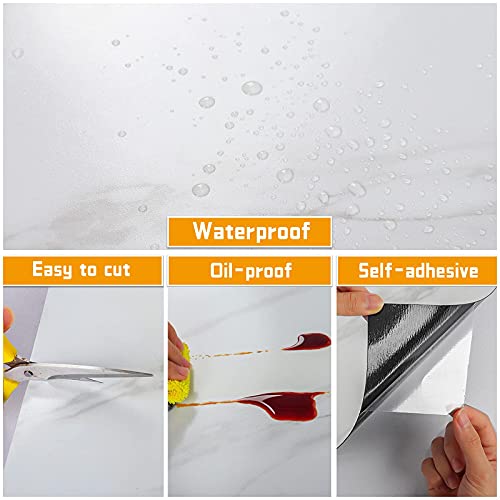 CHICHOME 16 Pack Peel and Stick Floor Tile Bathroom Waterproof White Marble Floor Tiles 12x12 Inch Self Adhesive Vinyl Flooring Removable Sticky Tiles Decorative for Floor Kitchen Bedroom Living Room