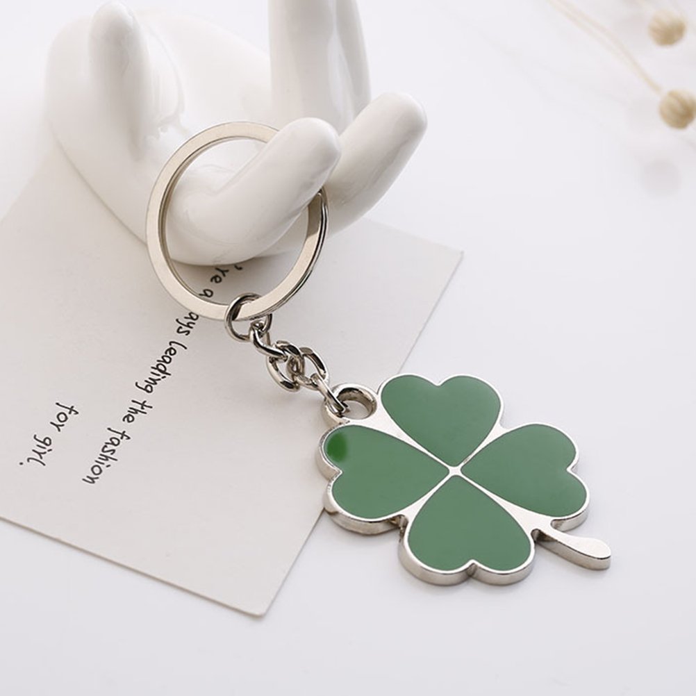 6pcs Four-Leaf Clover Fortune Keychain Lucky Shamrock Sparkling Charm Keyring St.Patrick Day