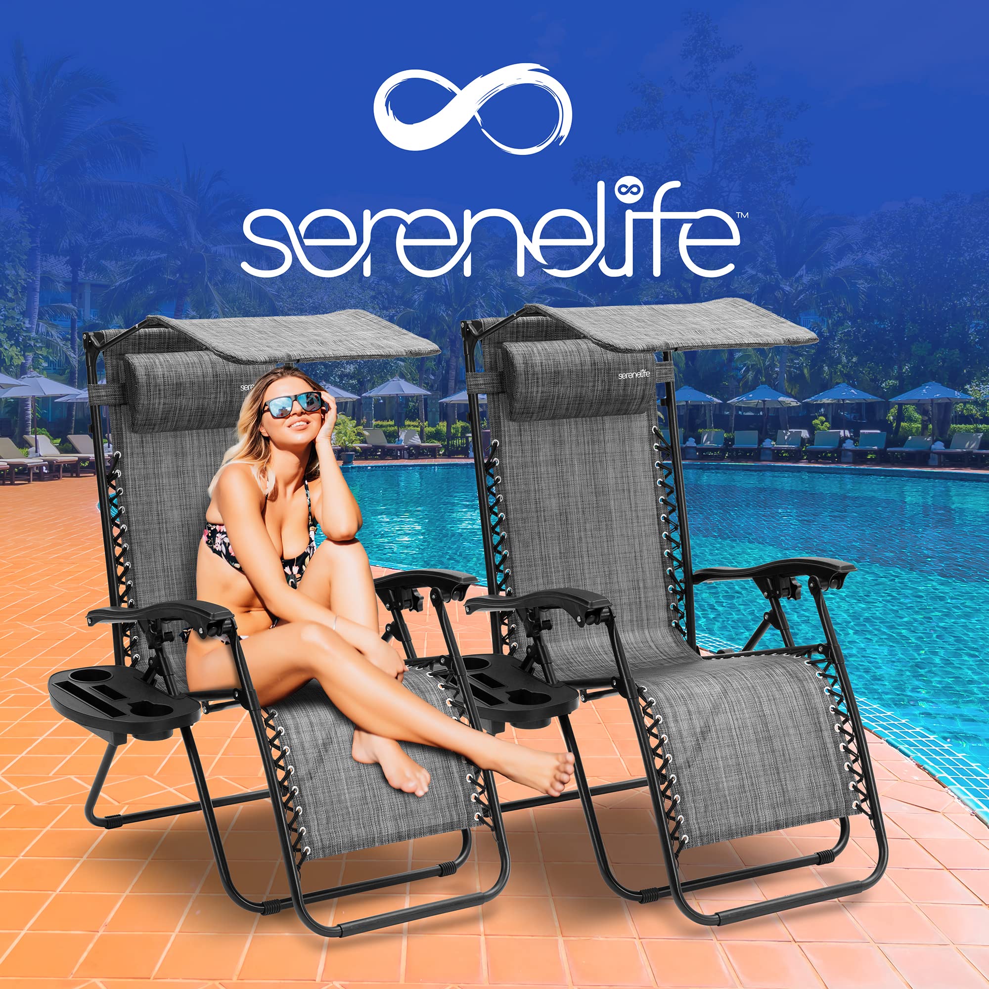 SereneLife SereneLifeHome Zero Gravity Lounge Chair, One Size, Grey