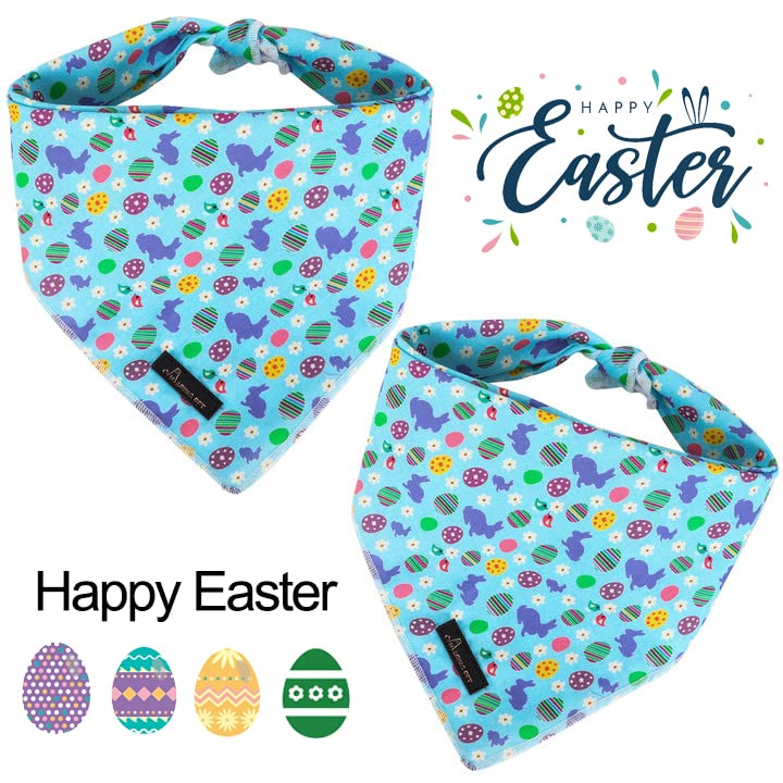 ARING PET Easter Dog Bandana-Cute Easter Eggs Dog Bandana, Cotton Rabbit Dogs Scarf Triangle Bibs for Small to Large Boy Girl Dogs and Cats