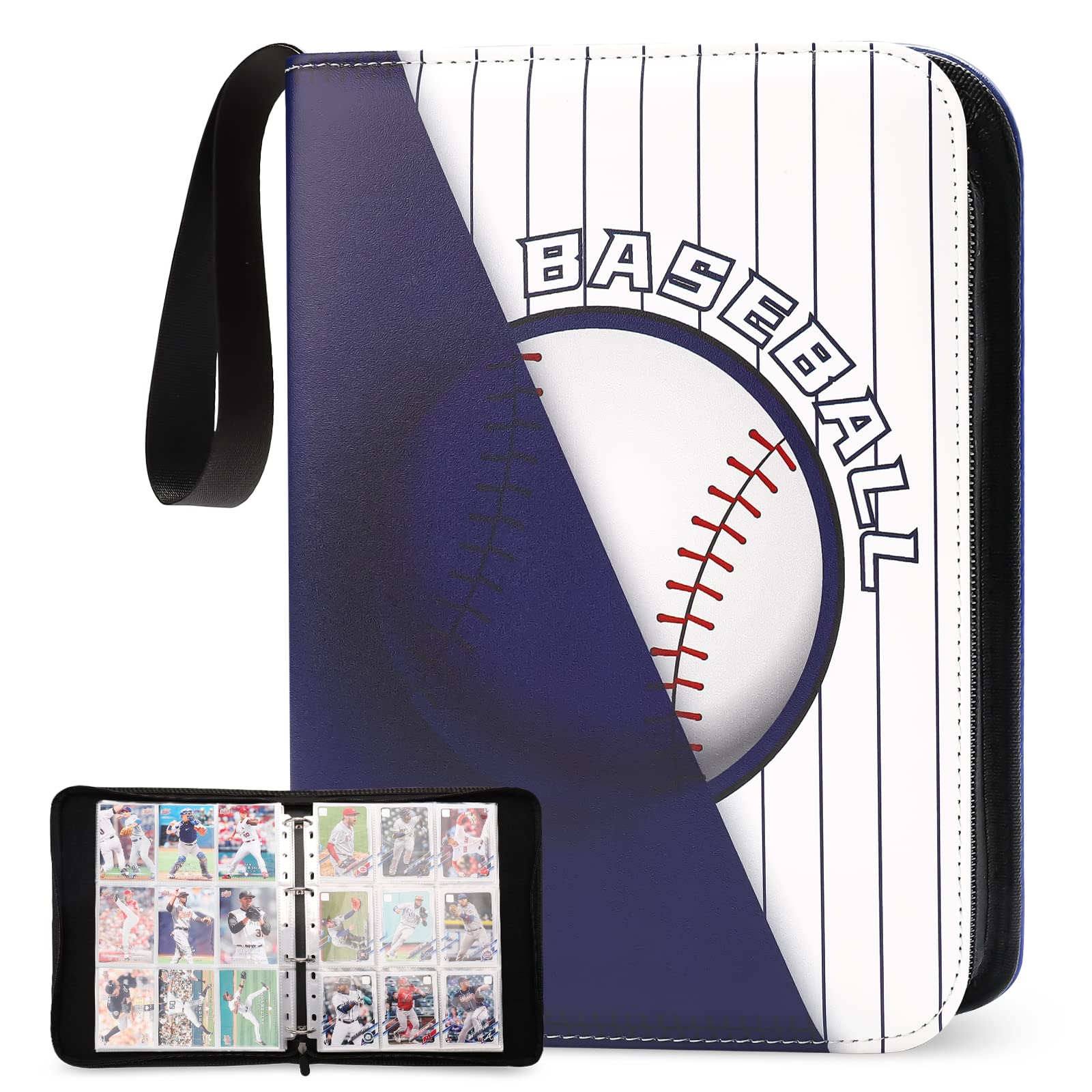 BRGHOMEL Baseball Card Binder with Sleeves, 900 Pockets Display Baseball Card Holder for Baseball Trading Cards, Carrying Trading Card Binder, Organizer for Sports Card and Other TCG