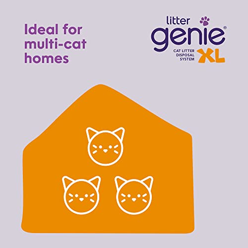 Litter Genie XL Pail (Beige) | Cat Litter Box Waste Disposal System for Odor Control | Includes 1 Square Refill Bag