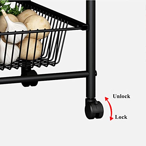 MOAMUN Kitchen Storage Rolling Cart 5-Tier Kitchen Rack Metal Standing Shelf Storage Shelving Unit Organizer for Kitchen Bathroom Garage Pantry