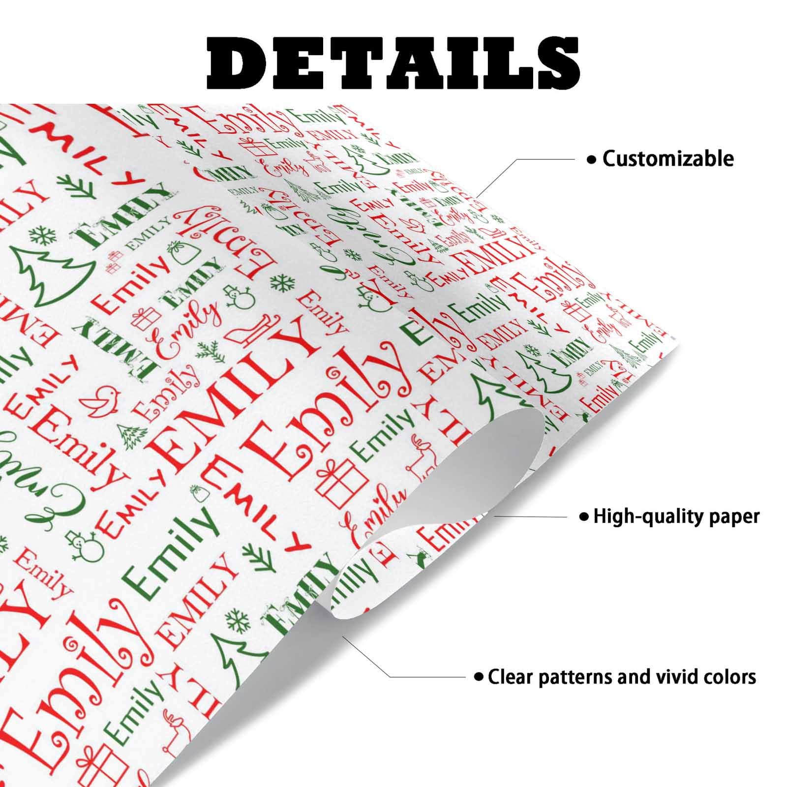Artsadd Custom Christmas Wrapping Paper Rolls with Name Xmas Personalized Birthday Gift Wrapping Paper for Kids Men Women 58"x 23"