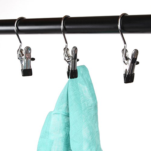 Home-X Ultra Strong Stainless Steel Hanging Clip Hook - Set of 12