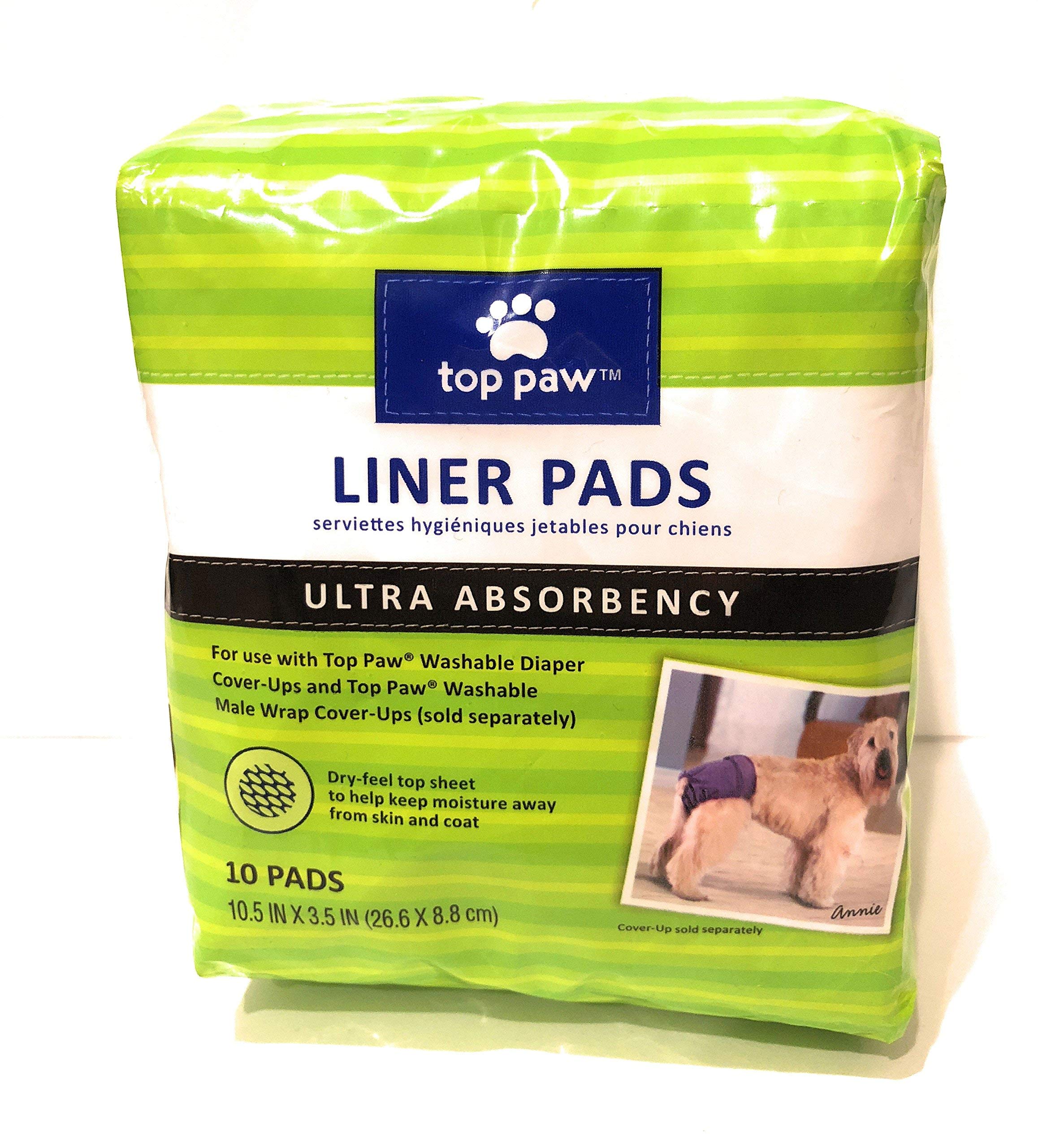 TOP PAW Ultra Absorbency Disposable Liner Pads for Use with Reusable Male Wrap Diaper Covers 10 Count