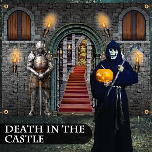 Mixweer 7 x 5 ft Medieval Party Decorations Medieval Castle Backdrop Castle Wall Backdrop Medieval Banner Medieval Wall Decor for Party Supplies Halloween Birthday Knight Themed Photo Background
