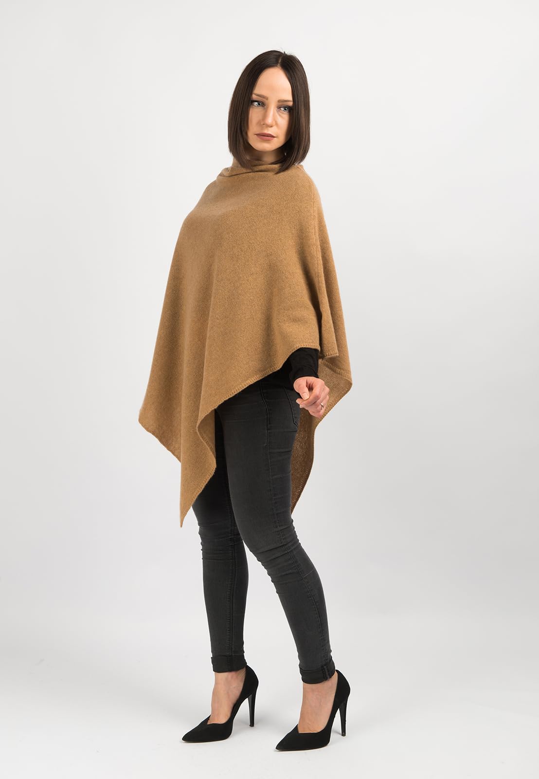 Dalle Piane Cashmere - Poncho 100% cashmere - Made in Italy, Color: Camel, One size