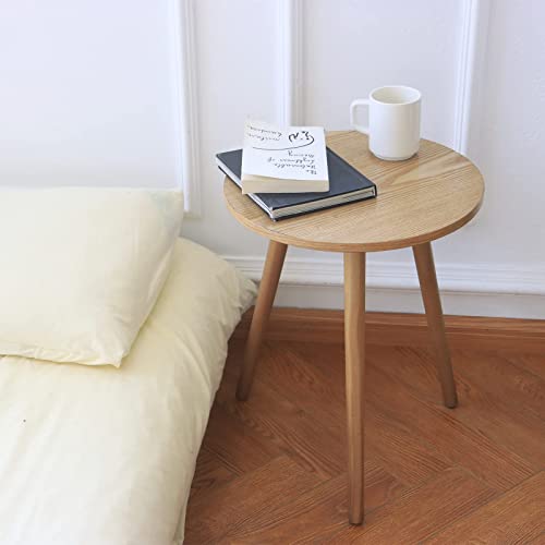 AWASEN Side Table Round, Small Accent Table Nightstand Modern End Table for Living Room Bedroom Office Small Spaces, 16''D x 19.5''H(Natural Walnut)