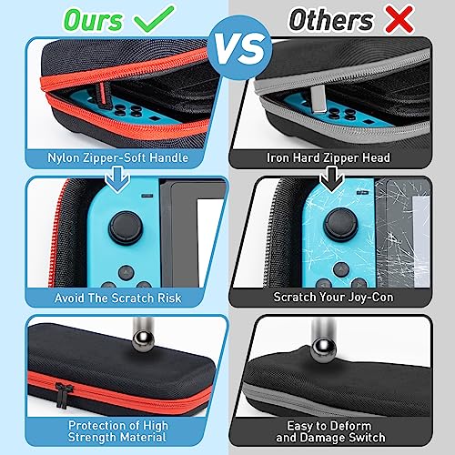 Caikvwen Switch Case, Compatible With Nintendo Switch Oled Case, Classic Switch Oled Carrying Case, Portable Switch Oled Carrying Case for Nintendo, Multi Card Slot High Capacity Switch Traveling Case