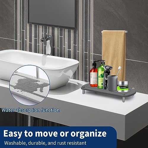 Bathroom Trays, Instant Dry Kitchen Sink Organizer Sponge Holder for Kitchen Sink Diatomaceous Pedestal Stand Riser with Stainless Steel Feet Protection for Modern Home Under-Sink Organizers (grey)