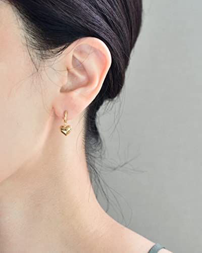 Dainty Puffy Heart Huggie Hoop Earrings • Gold Silver Rose Hoops • 3D Heart • Love Heart Dangle Earrings • Gift for Her • Minimalist 274