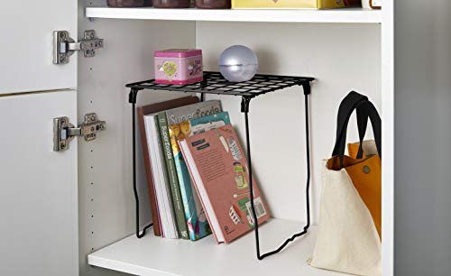 LockerMate Stac-A-Shelf Locker Organizer Shelf, Stackable, Extra Tall, Fits Standard Size School Lockers, Black