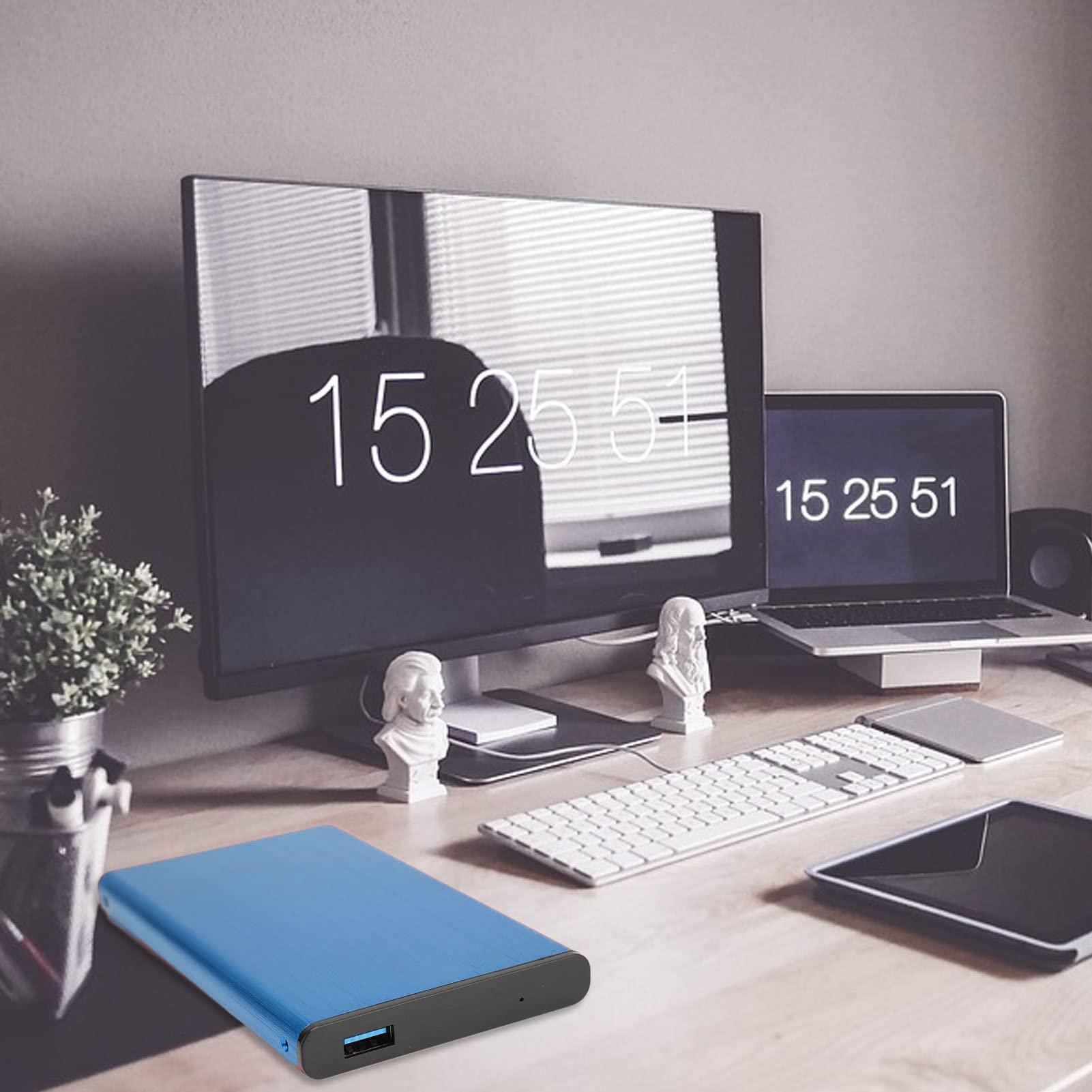 Acogedor USB 3.0 Portable Hard Drive Enclosure 2.5 Inch Aluminum Mobile Hard Drive Enclosure, with LED Status Indicator, Support 2TB Capacity, 6Gbps Transfer Rate (Blue)
