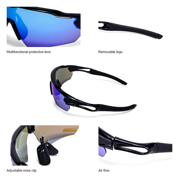 Airbin Motorcycle Glasses 100% UV Protection Windproof Anti-Glare Lenses Bike Ski Goggles Snow Goggles Blue