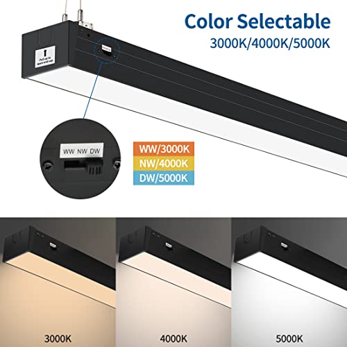 DAKASON 4FT Linkable LED Linear Light, 40W Replacing 120W, 3000K/4000K/5000K CCT Selectable, Commercial Linear Lighting Fixture for Office, Dimmable Suspended Lighting for School, Market, 4 Pack