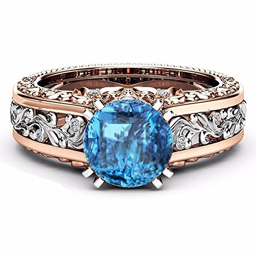 ADUWOAN Sterling Silver Amethyst Ring for Women Gemstone Statement Rings Vintage Eternity Engagement Wedding Rings Retro Twisted Crystal Rings