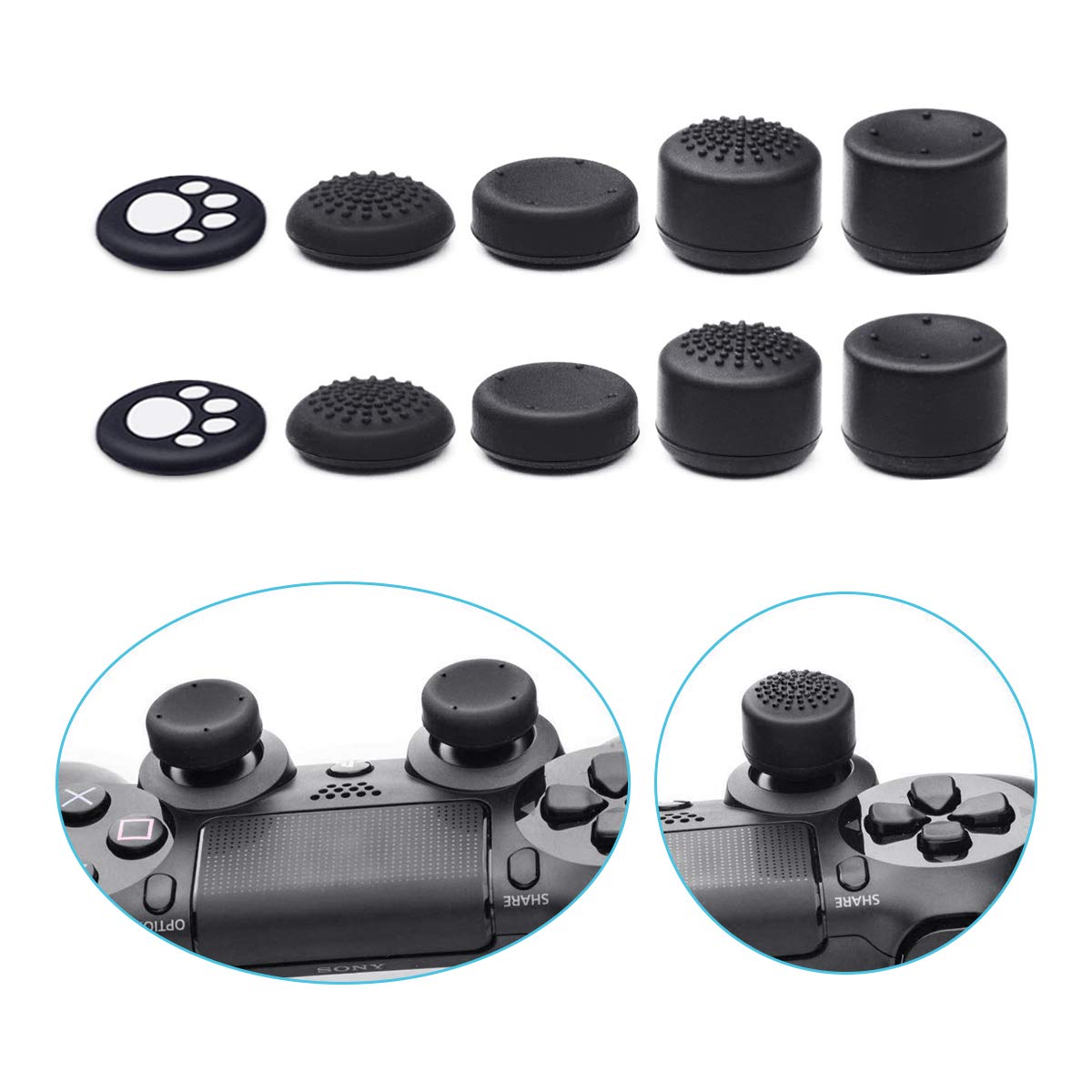 6amLifestyle PS4 Controller Skin (Red + Blue 2 Controller Skins + 10 Thumb Grips) Anti-Slip Silicone Cover Protector Case for DualShock 4 PS4 / PS4 Slim / PS4 Pro Controller