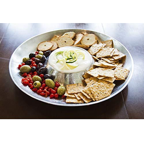 Chip and Dip Serving Bowl, Elegant Serving Dish - Great for Chips, Dips, Appetizer, Fruit Bowl, Salad and Snack β Stainless Steel Chips and Dip Plate