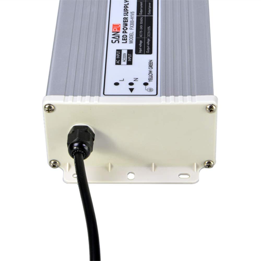 Switch Mode Power Supply 300W 5V 60A Constant Voltage LED Driver 5VDC Rainproof Outdoor 110V AC to DC 5 Volt Transformer Converter (FX300-H1V5)