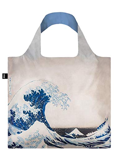 LOQI Art Lover Pocket, Hokusai Wave & Fuji Reusable Grocery Bags, One Size