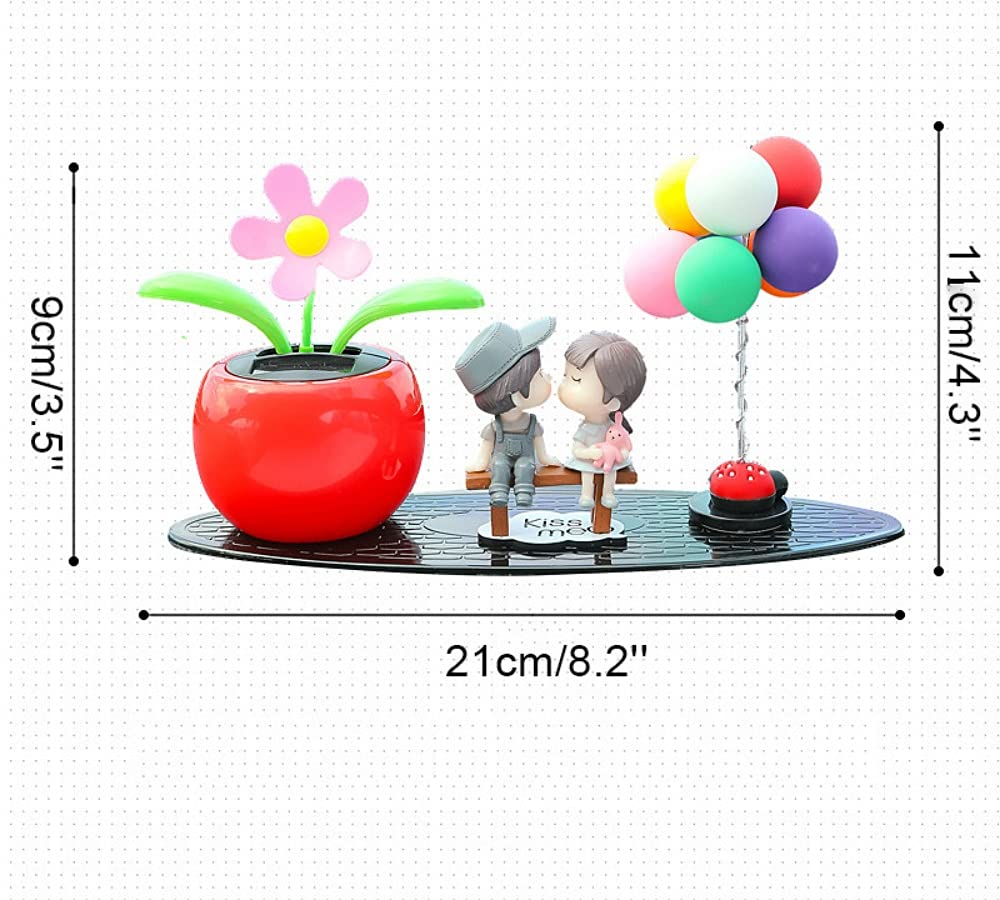 Bela Criacao Solar Dancing Sunflower,Solar Powered Dancing Toys Bobblehead Solar Dancing Flowers Kiss Lover Doll Dashboard Decoration Car Interior Decor Desktop Ornament