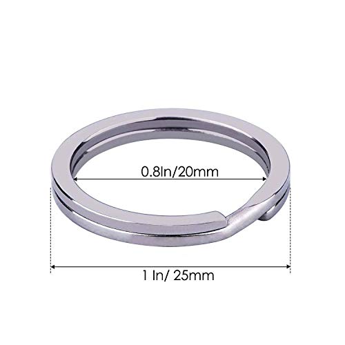 Flat Key Rings 10 Pieces 1 inches Flat Key Rings Metal Keychain Rings Split Keyrings Flat O Ring for Home Car Office Keys Attachment(Silver)