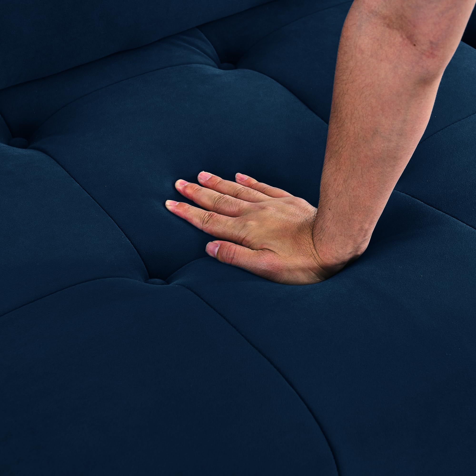 Acosure Modular Sectional Sofa with Button Tufted Designed,L Shaped W/Reversible Ottoman,DIY Combination,Fluffy Couches for Living Room Bedroom Apartment,Navy Velvet