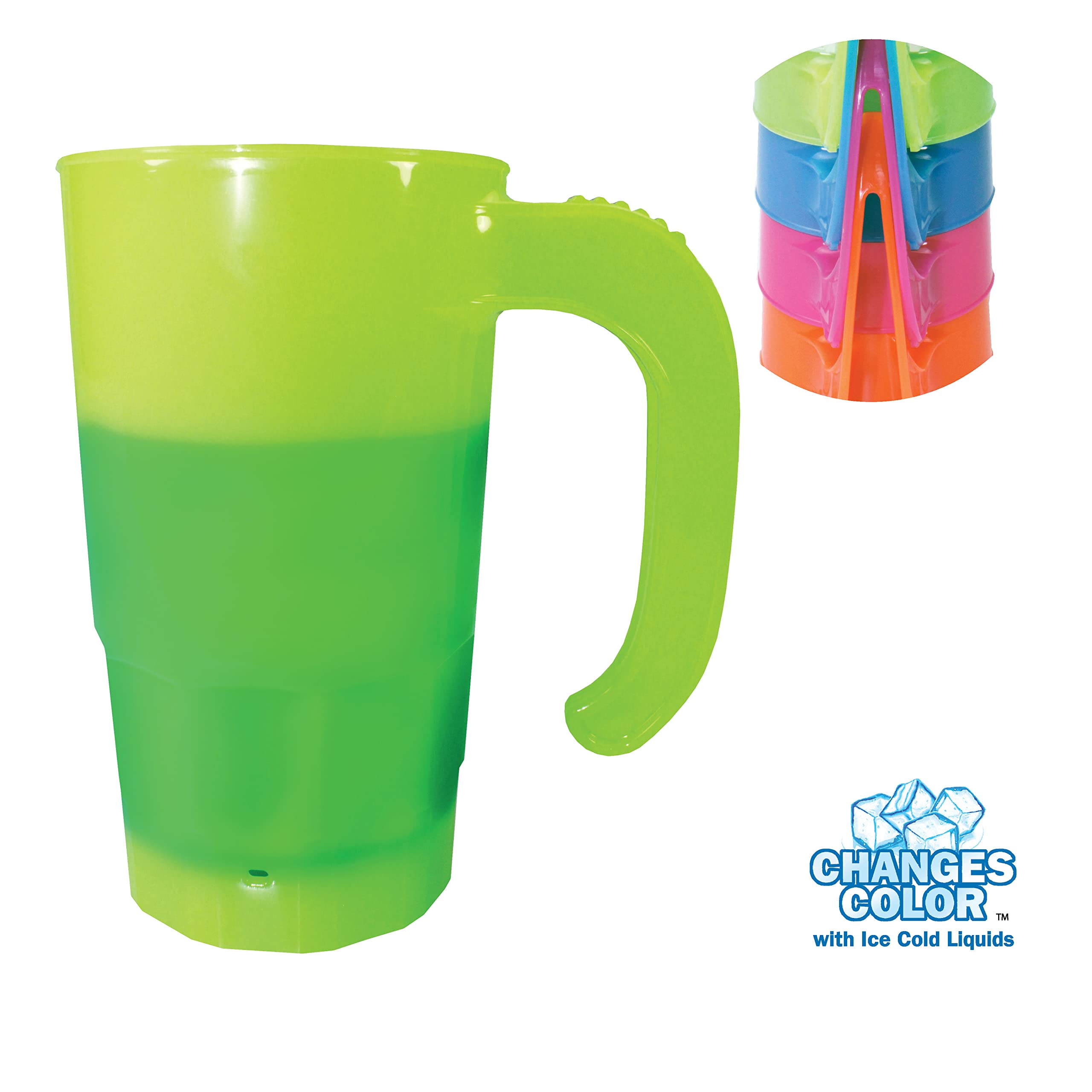 AAkron 20oz. Color Changing Stackable Beer Stein, Top Shelf dishwasher safe, BPA Free β set of 12 (Colors may vary)
